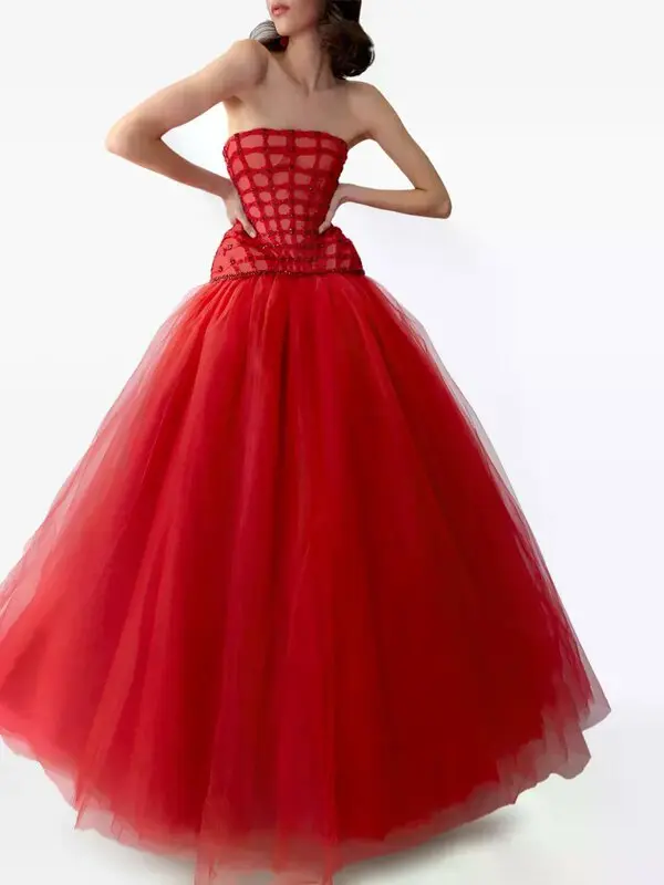 Carolina Herrera Crystal-embroidered Strapless Gown