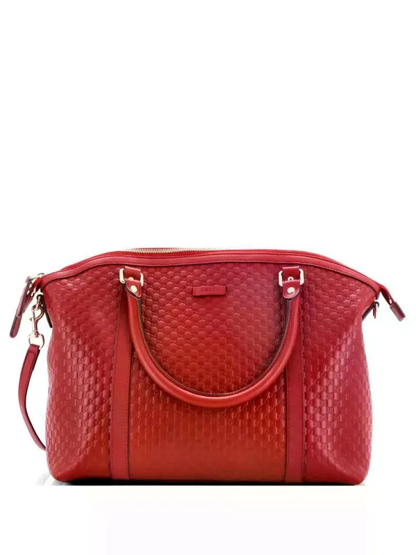 Gucci Britt Convertible Dome Microssima Leather Satchel - Red