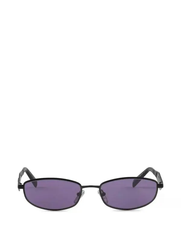 Prada Oval Sunglasses With Logo Detail - Black