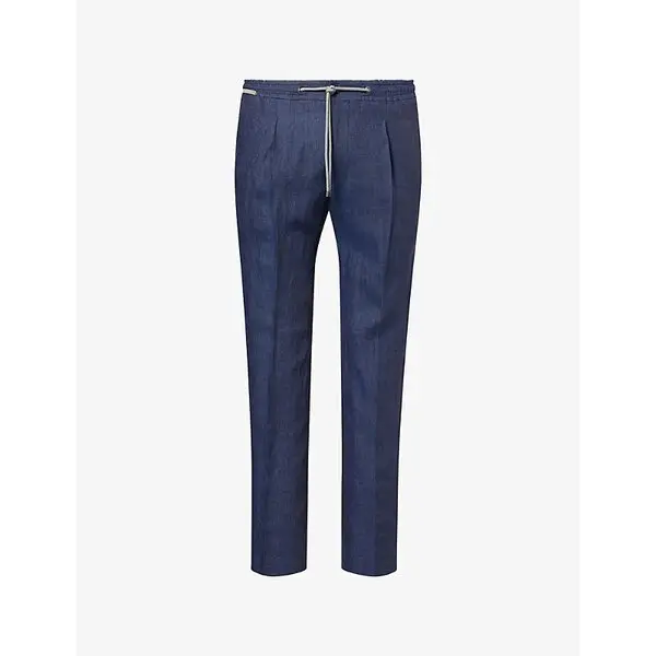 Corneliani Pleated Drawstring Linen Trousers