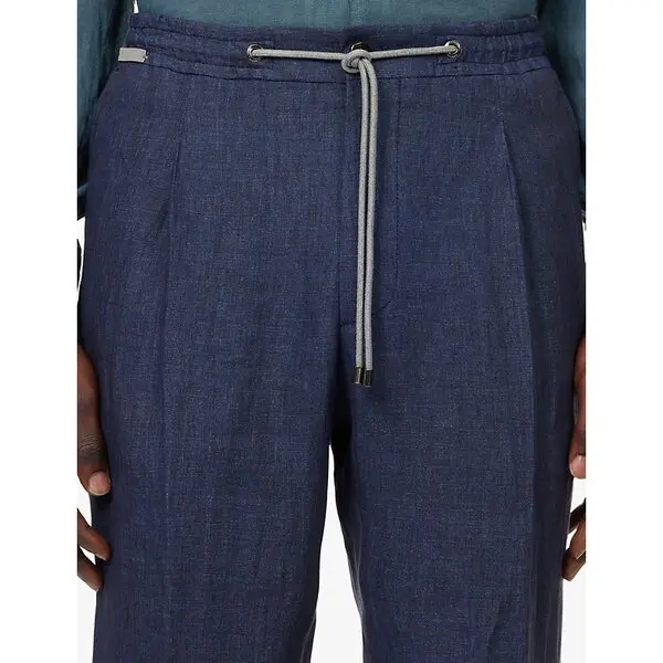 Corneliani Pleated Drawstring Linen Trousers