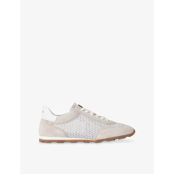 Carvela Cortona Suede And Mesh Lace-up Trainers - Bone