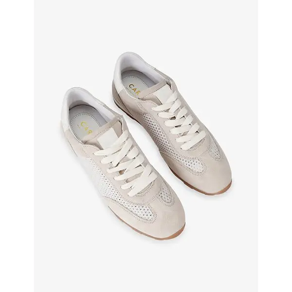 Carvela Cortona Suede And Mesh Lace-up Trainers - Bone