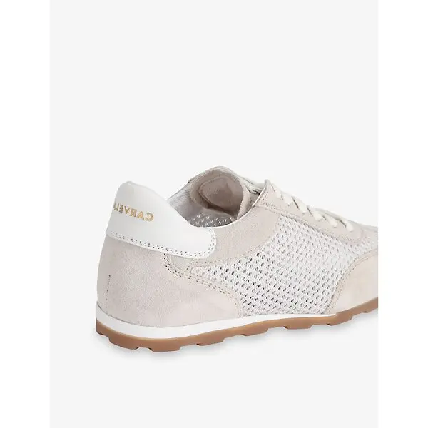 Carvela Cortona Suede And Mesh Lace-up Trainers - Bone
