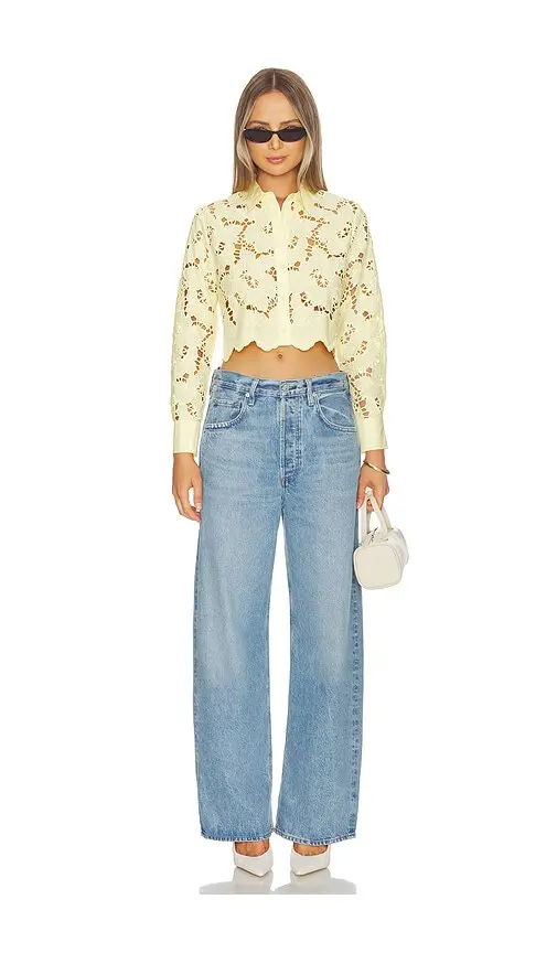 L'Agence Seychelle Cropped Button Down Top