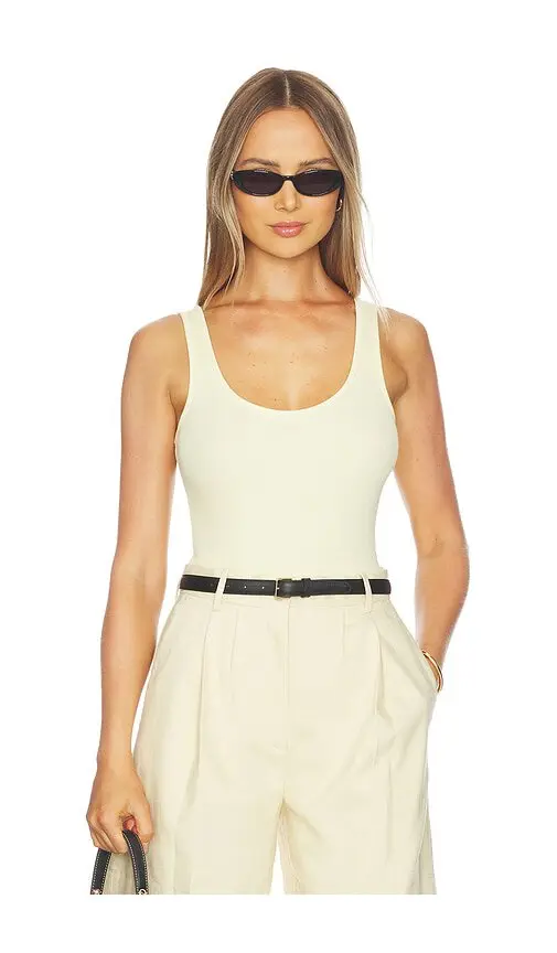 L'Agence Nica Scoop Neck Tank Bodysuit - Lemon