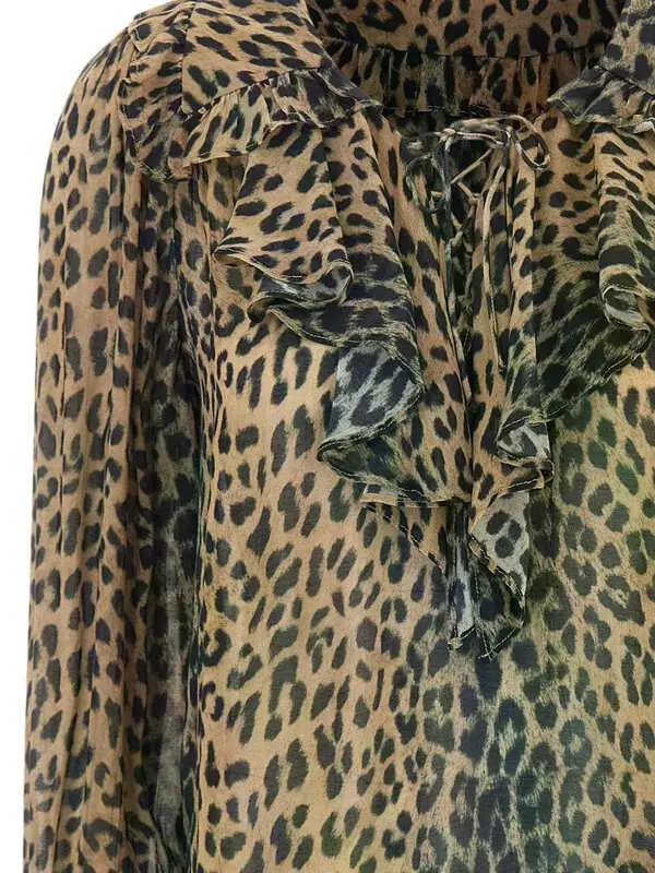 Rixo Milia Ruffle-trimmed Animal Print Blouse - Neutrals