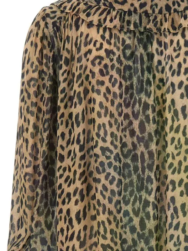 Rixo Milia Ruffle-trimmed Animal Print Blouse - Neutrals