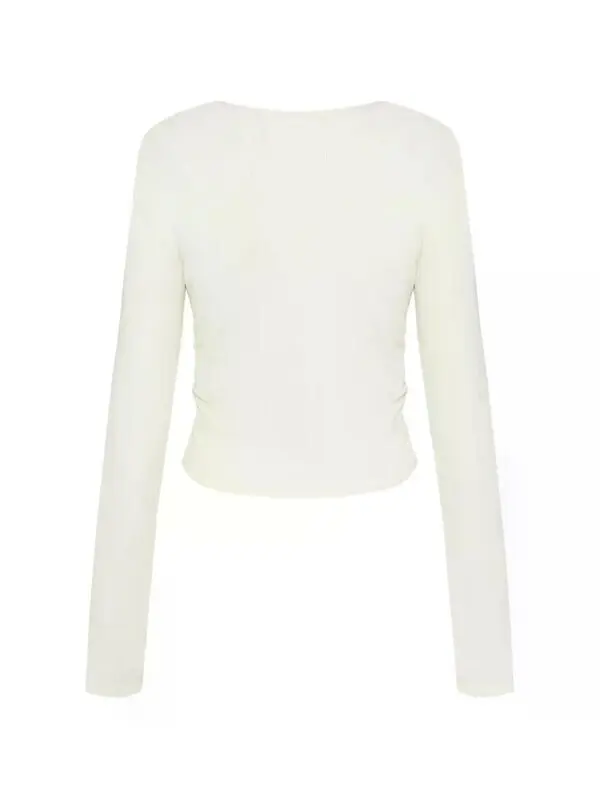 Guess Ribbed Knit Gathered T-shirt - Neutrals