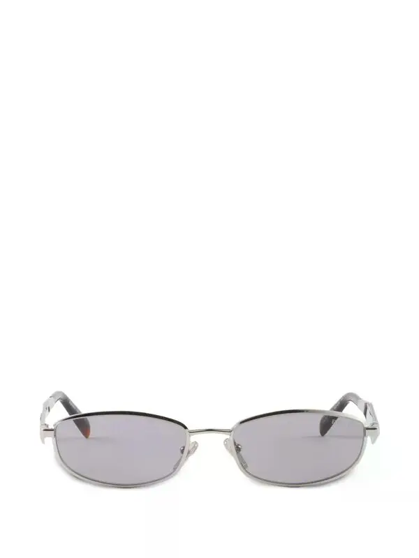Prada Oval Metal Sunglasses With Embossed Logo - Silver