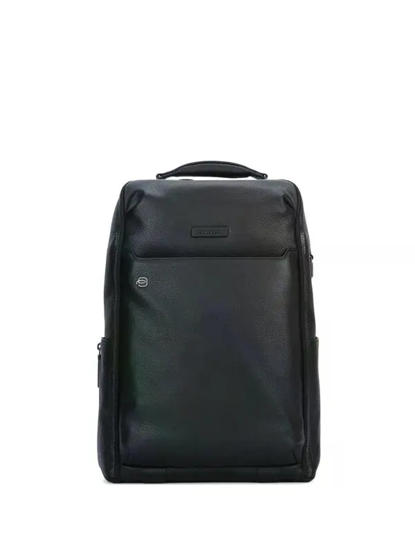 PIQUADRO Pebbled Leather Backpack - Black