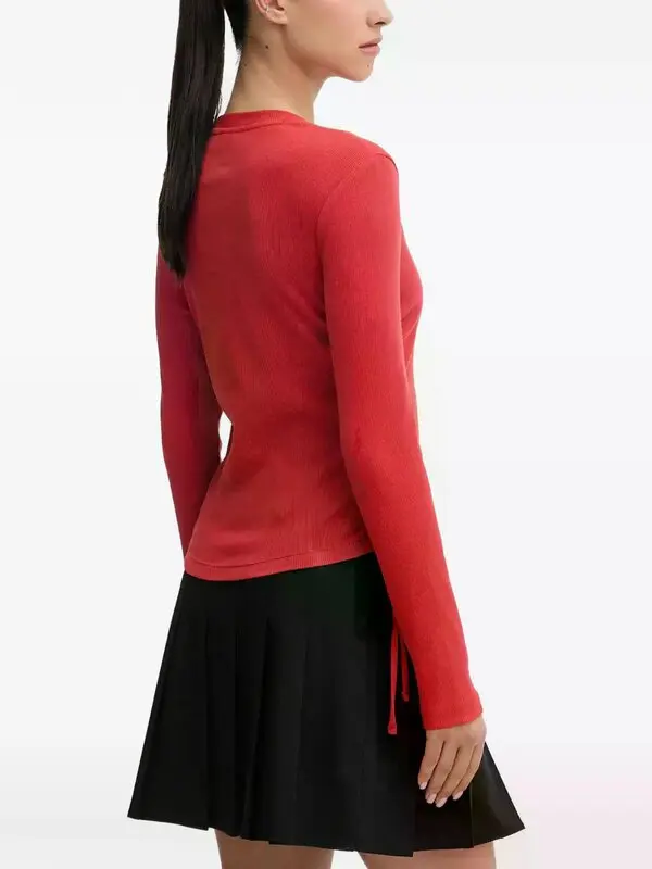 Karl Lagerfeld Ruched Ribbed Long-sleeved Top