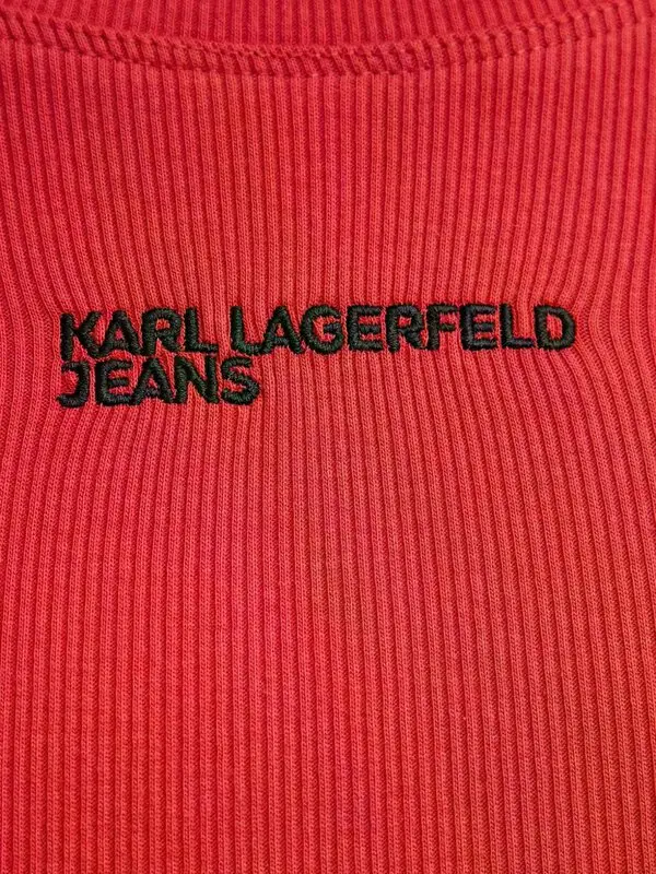 Karl Lagerfeld Ruched Ribbed Long-sleeved Top