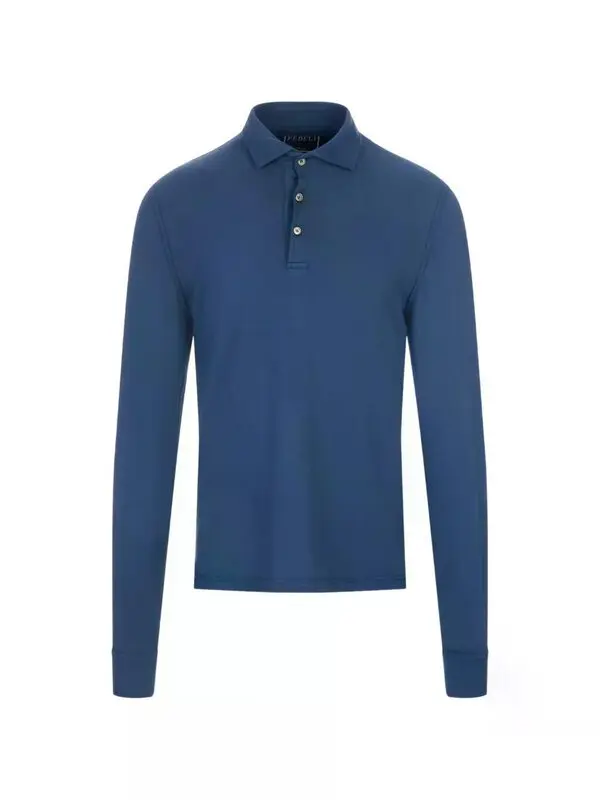 Fedeli Long-sleeve Polo Shirt - Blue