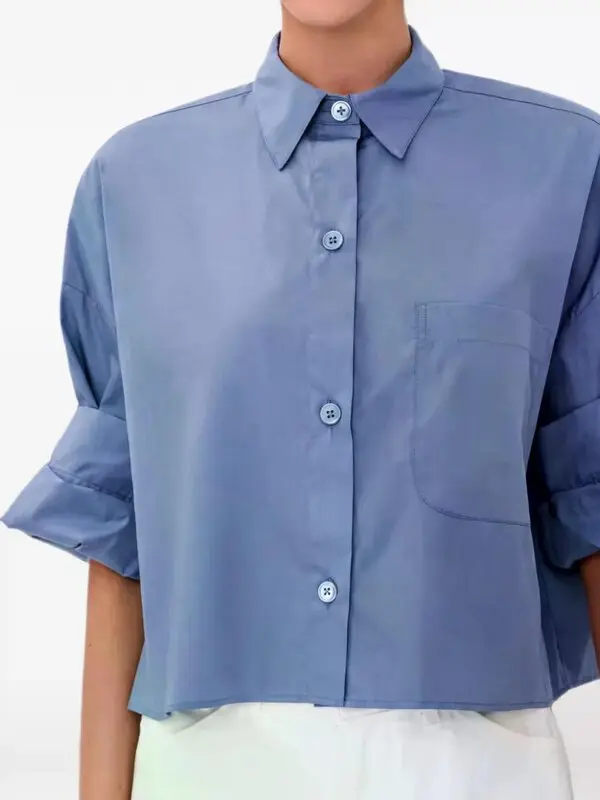 TWP Cropped Button-up Shirt - Blue