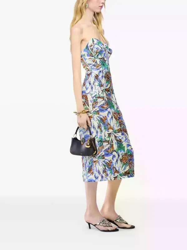 Rabanne Floral Sequin-embroidered Midi Dress