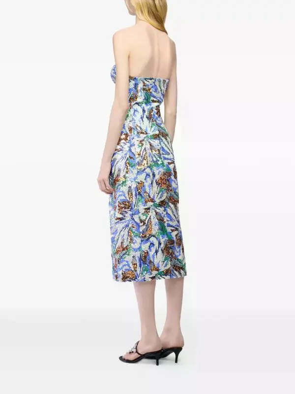 Rabanne Floral Sequin-embroidered Midi Dress