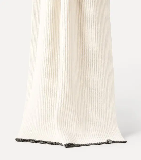Brunello Cucinelli Cashmere Ribbed Monili-detail Scarf