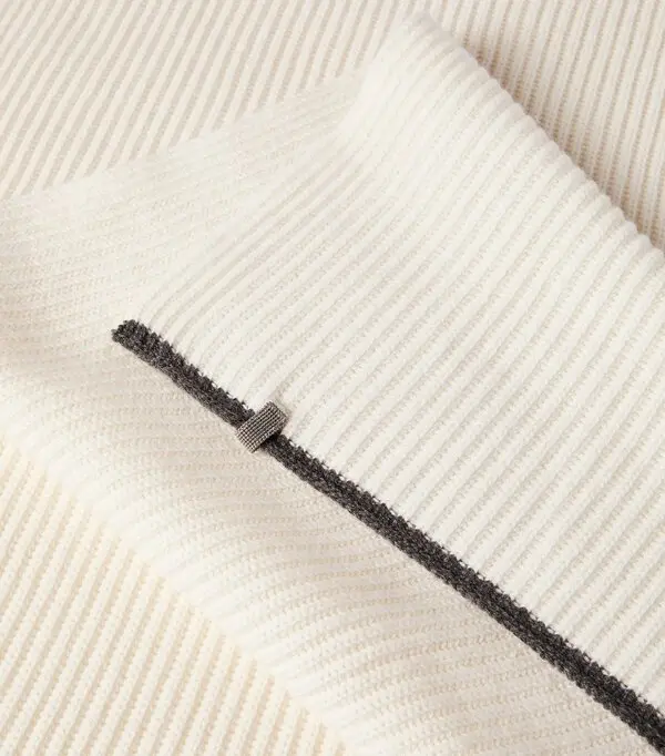 Brunello Cucinelli Cashmere Ribbed Monili-detail Scarf