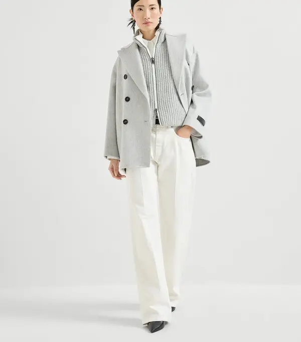 Brunello Cucinelli Cashmere Double Beaver Cloth Pea Coat