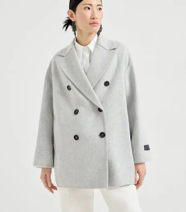 Brunello Cucinelli Cashmere Double Beaver Cloth Pea Coat