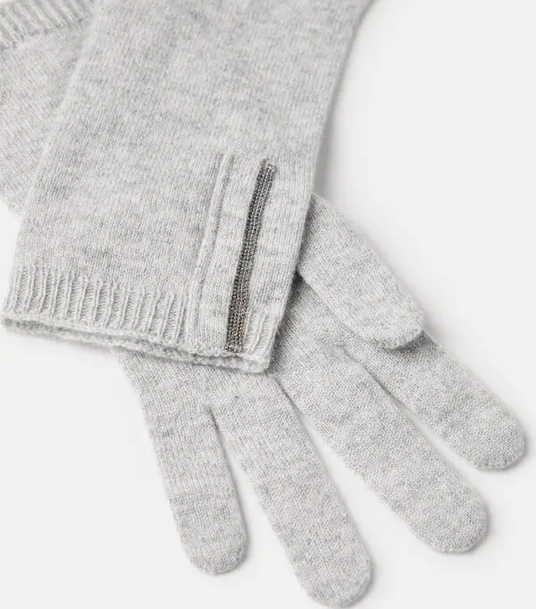 Brunello Cucinelli Cashmere Gloves With Monili Trim