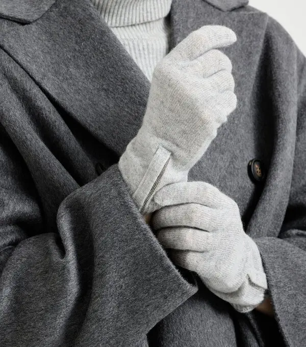 Brunello Cucinelli Cashmere Gloves With Monili Trim