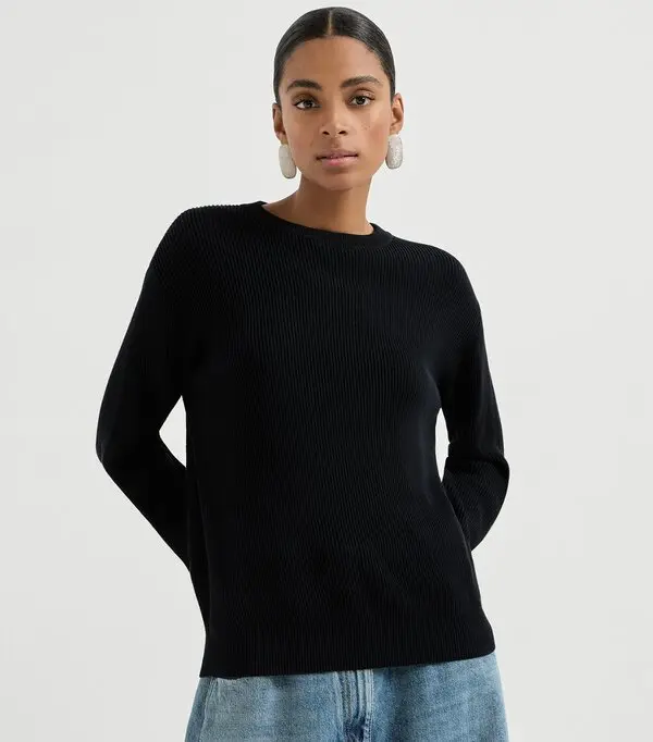Brunello Cucinelli Cotton Monili-detail Crew Neck Sweater