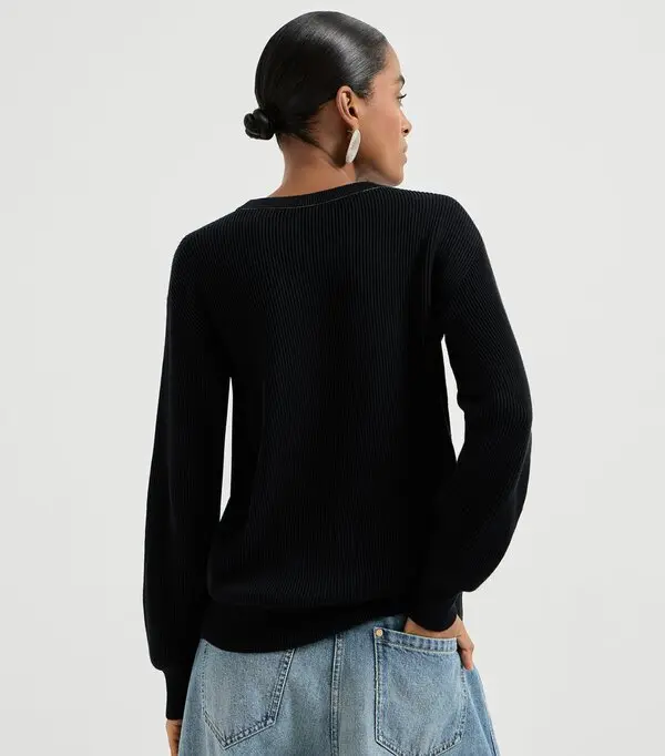 Brunello Cucinelli Cotton Monili-detail Crew Neck Sweater
