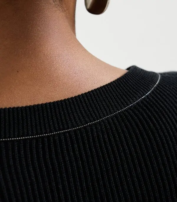 Brunello Cucinelli Cotton Monili-detail Crew Neck Sweater