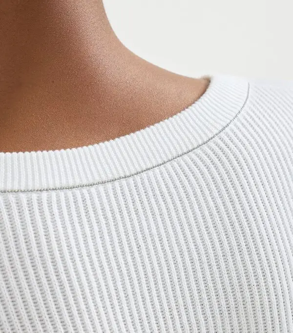 Brunello Cucinelli Cotton Monili-detail Crew Neck Sweater