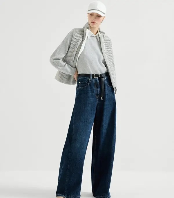 Brunello Cucinelli Cashmere Ribbed Sweater With Monili Trim
