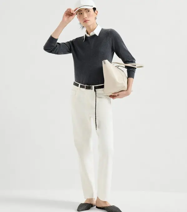 Brunello Cucinelli Cashmere Sweater With Monili Trim
