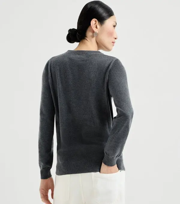 Brunello Cucinelli Cashmere Sweater With Monili Trim