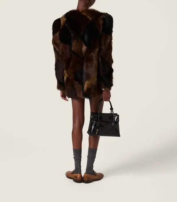 Miu Miu Shearling Patchwork Jacket - Brown