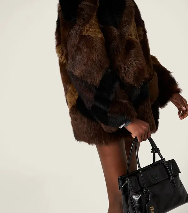 Miu Miu Shearling Patchwork Jacket - Brown