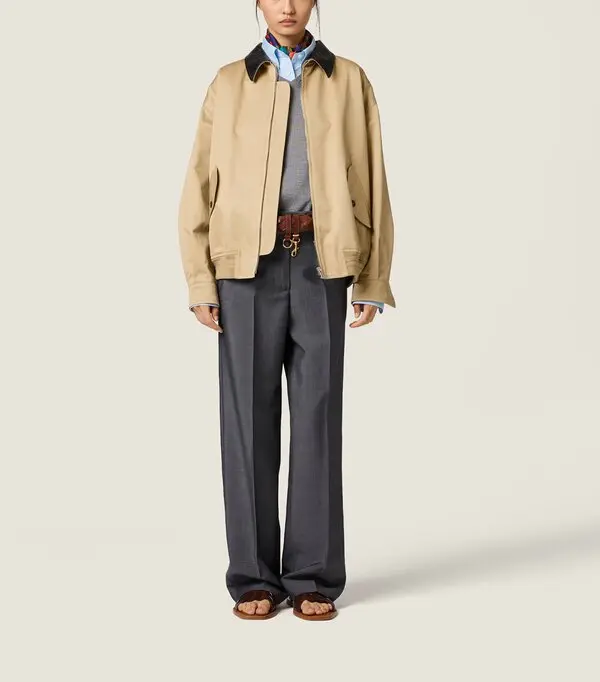 Miu Miu Leather-trimmed Cotton Bomber Jacket