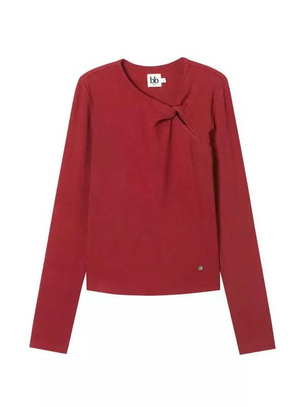 B+AB Knotted Long-sleeve Top - Red