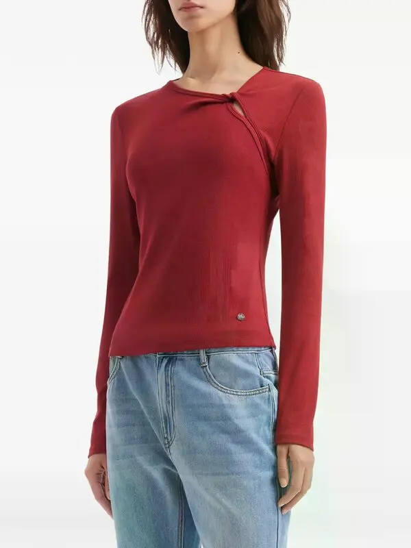 B+AB Knotted Long-sleeve Top - Red