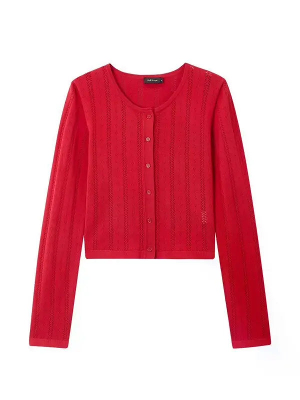 TOUT A COUP Open-knit Buttoned Cardigan