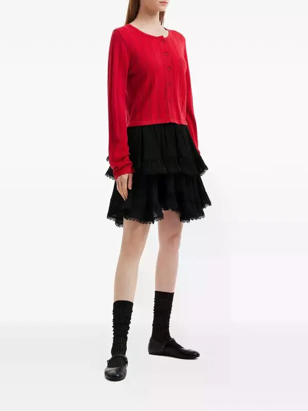 TOUT A COUP Open-knit Buttoned Cardigan