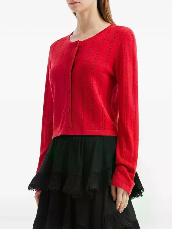 TOUT A COUP Open-knit Buttoned Cardigan