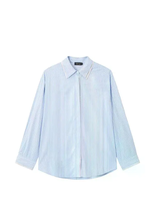 TOUT A COUP Striped Long Sleeve Shirt - Blue