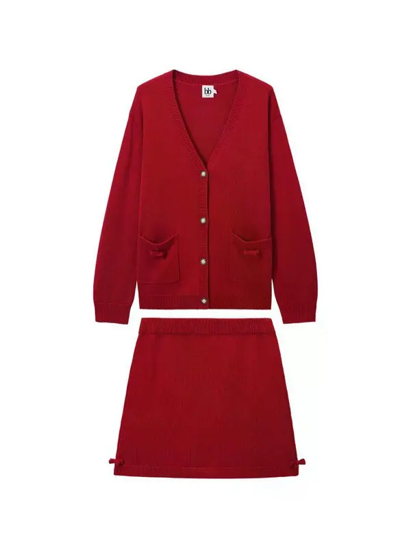 B+AB Button Knitted Skirt Set