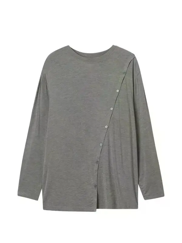 B+AB Long-sleeve Top With Button Embellishment - Grey