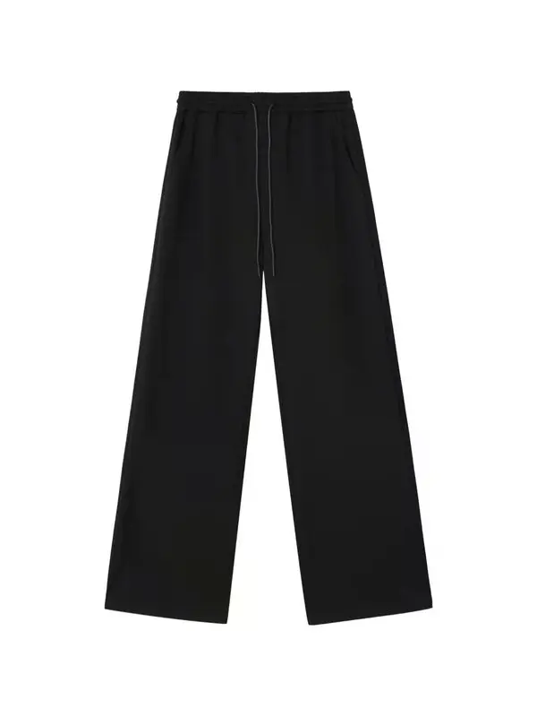 TOUT A COUP Drawstring Wide Leg Track Pants - Black