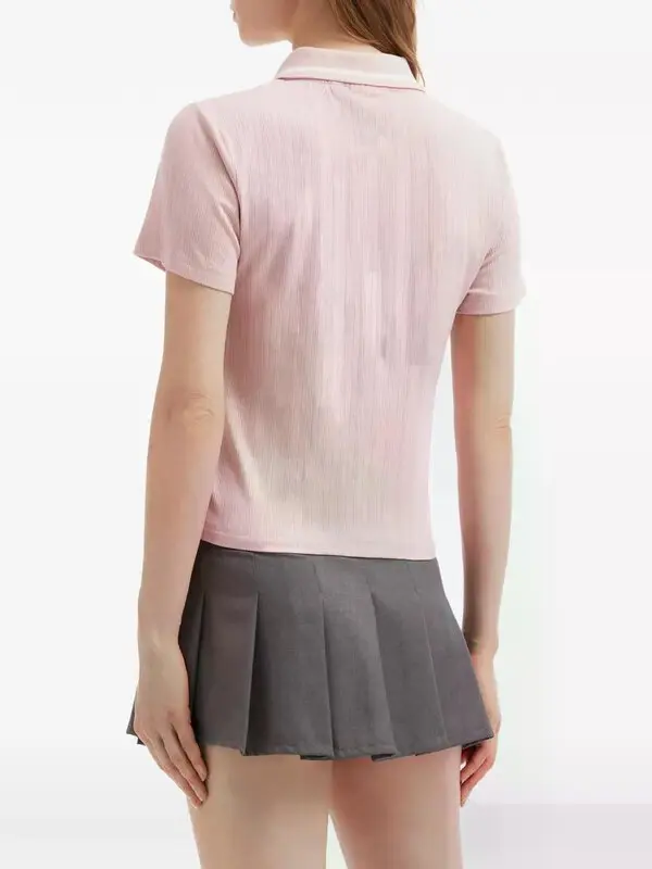 CHOCOOLATE Ribbed Embroidered Polo Shirt - Pink