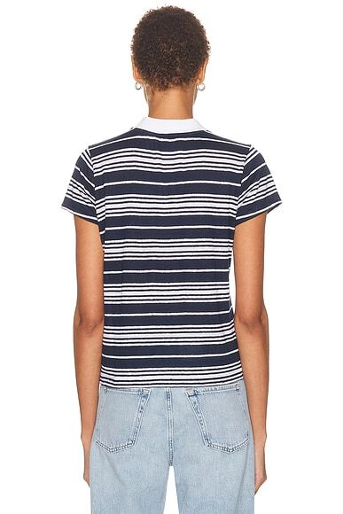 FRAME Striped Short Sleeve Polo - Navy Multi