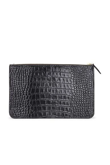 TOTEME Threefold Croco Embossed Clutch - Black