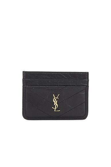 Saint Laurent Cuir Vintage Froisse Matelasse Credit Card Case - Nero